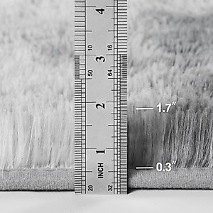 Deerhoo Large Shag Area Rugs 6 x 9, Tie-Dyed Plush Fuzzy Rugs for Living Room, Ultra Soft Fluffy Furry Rugs for Bedroom, Indoor Carpet Nursery Rugs for Kids Room Home Decor, Light Grey