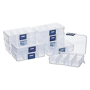 NBEADS 10 Pack 8 Grids Plastic Organizer Box, Clear Plastic Jewelry Dividers Box Organizer Mini Tackle Boxes Jewelry Storage Container for Beads Small Items Findings Storage, 2.7x4.7x0.89