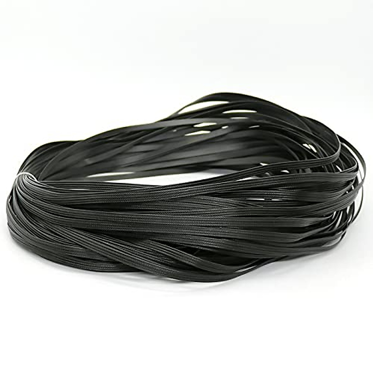 15m (48 Ft) Polyethylene Plastic Rattan Synthetic Wicker Repair Material for Knit and Repair Rattan Chair Table Basket (Black with Lines)