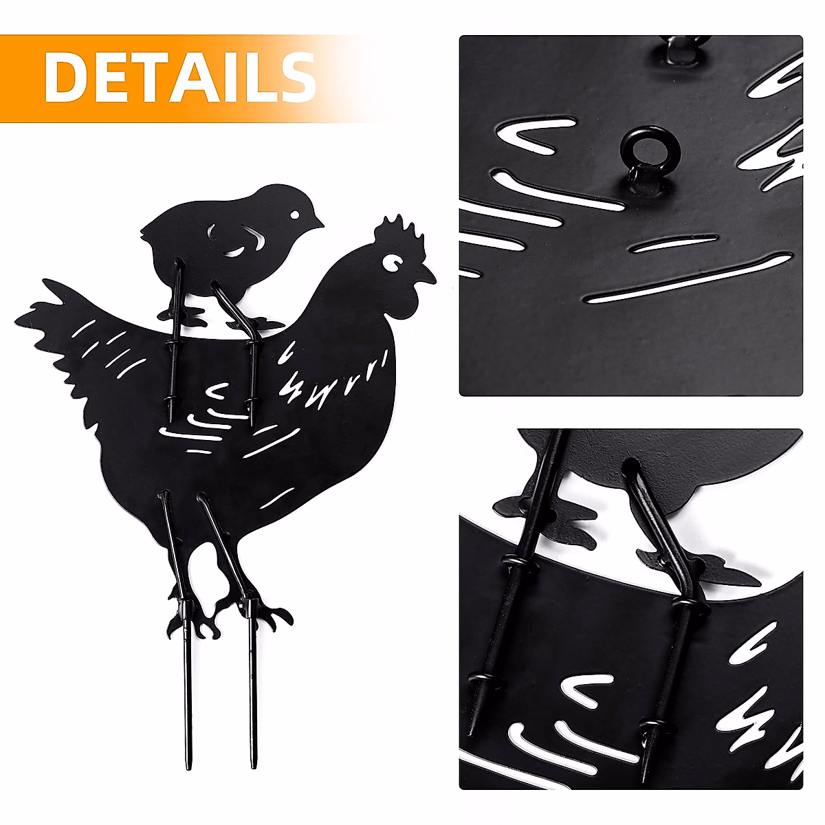 TT & MM Metal Chicken Yard Decor 3 Pcs Rooster Garden Stakes,Chicken Gifts for Women/Men,Hen/Chicks Silhouette Statues for Yard Art,Backyard,Patio,Lawn Ornaments,Outdoor Decor