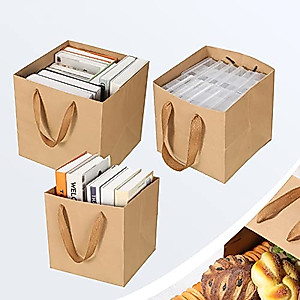 Zonon 30 Pack Brown Paper Bags with Handles Gift Paper Bags Reusable Grocery Shopping Bags Business Packaging Bags, Take out Party Birthday Merchandise Retail Bags Craft (10 Inch, 8 Inch, 6 Inch)