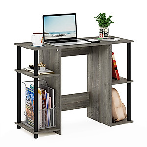 Furinno Jaya Computer Study Desk With Open Storage, French Oak Grey/Black