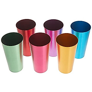 Retro Aluminum Tumblers - 6 cups -20oz - By Trademark Innovations (Assorted Colors)