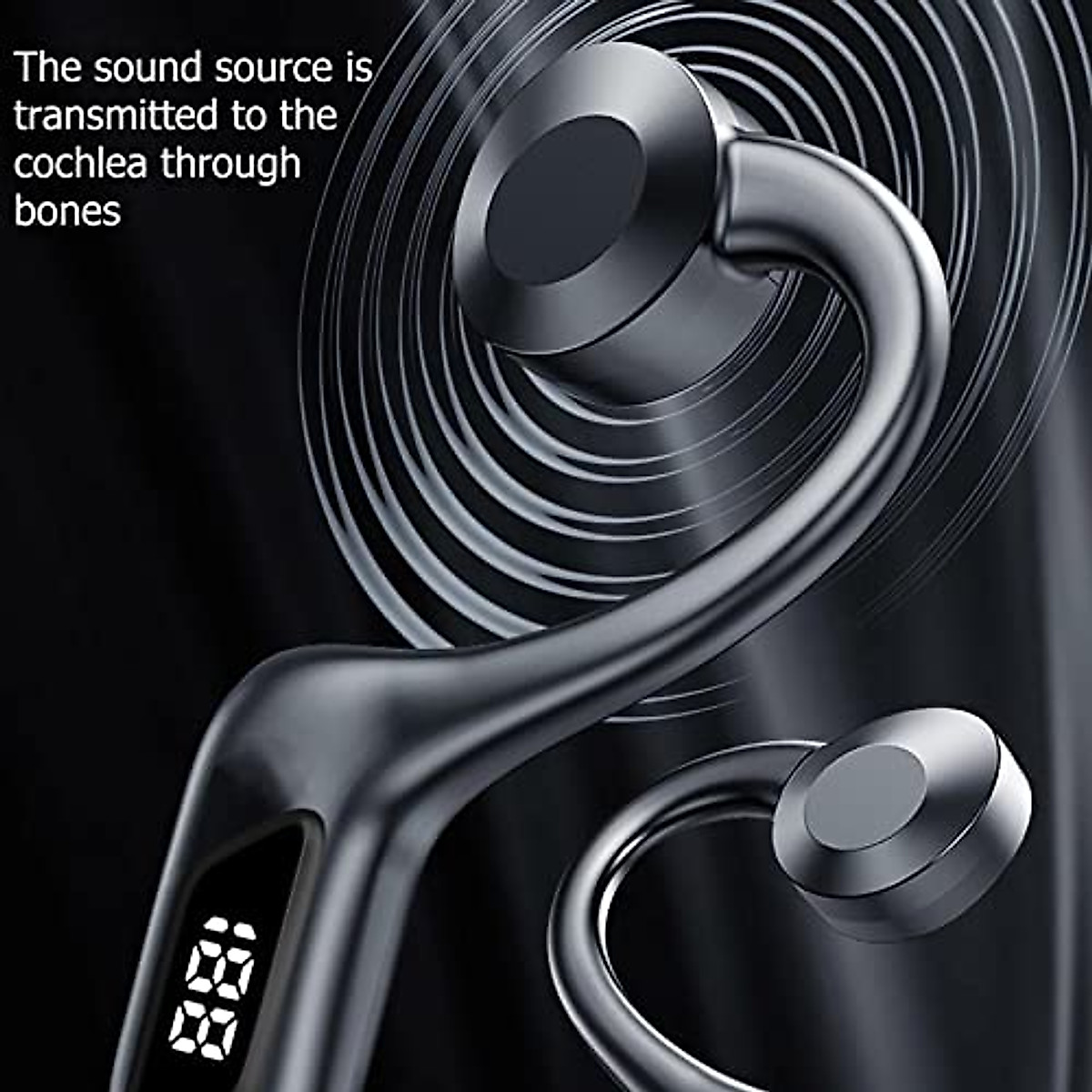 Wireless Bluetooth 5.0 Open Ear Sports Fitness Headphones,Noise Canceling Microphone for Calls,360° Stereo Sound for Running Cycling Driving Fitness (Black)