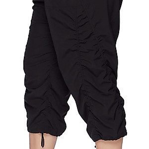 RBX Women's Plus Size Lightweight Woven Drawstring Capri Pant Jet Black 3X