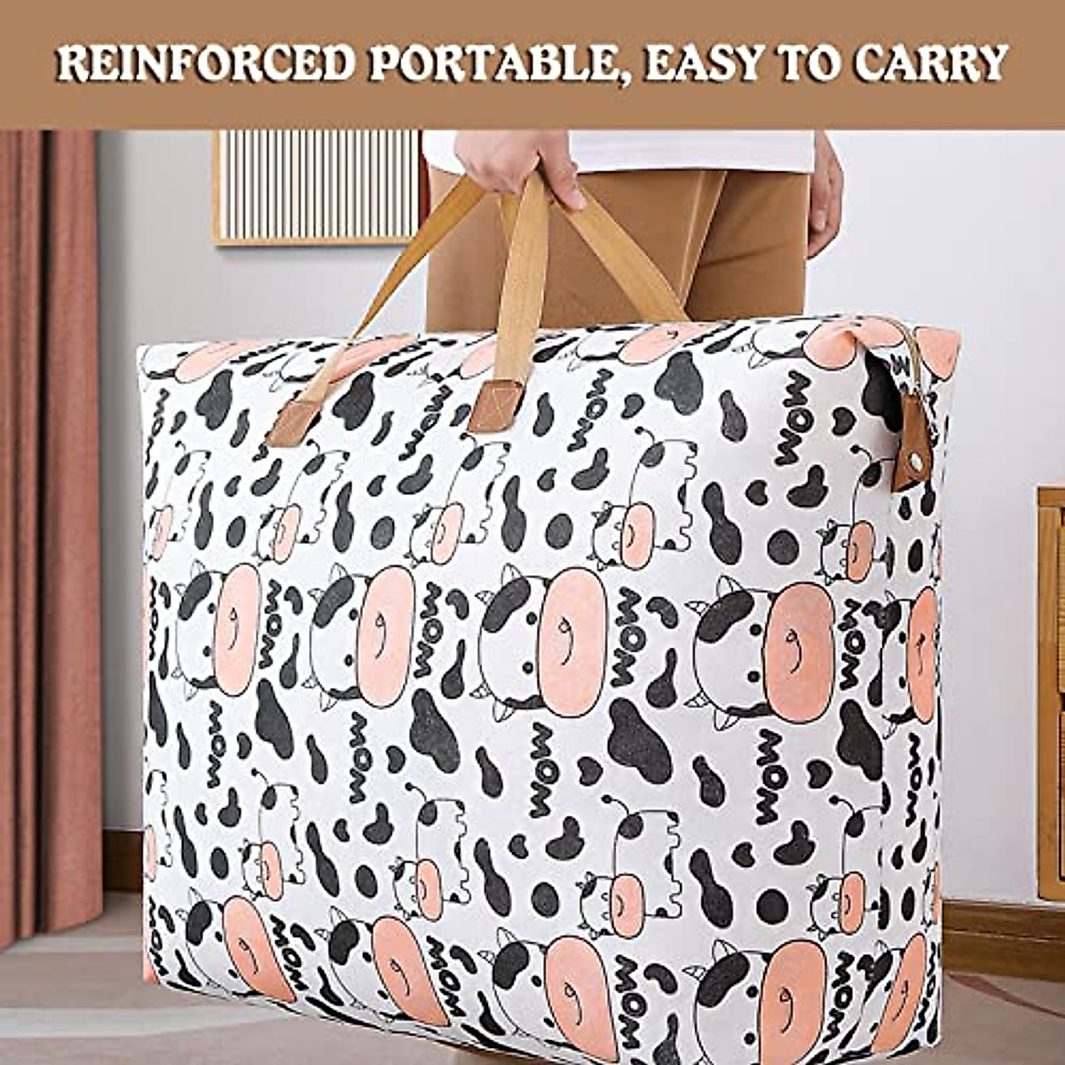 Large Capacity Storage Bag with Handles, Foldable Clothes Storage Bag,Heavy-Duty Storage Tote for Clothes, Moving Supplies (Extra Large)