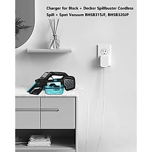 FGIEU Sweeper Charger Compatible with Black + Decker HFS115J10, HFS215J01, HFS215J26QV, HFS413J10, HFS413J18, HFS413J33, BHSB315JF, BHSB320JP Floor Sweeper/Spillbuster Cordless Spill + Spot Cleaner.