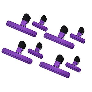 YAIKOAI 8 Pieces Large Chip Bag Clips Heavy Duty Food Sealing Clip Plastic Air Tight Seal Grip Plastic Bag Clamp for Bread Candy Chips Nuts Coffee Bags, Purple