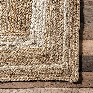 nuLOOM Rikki Coastal Braided Jute Area Rug, Oval 3x5, Off-white