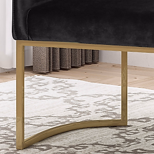 Christopher Knight Home Fern Modern Tufted Glam Accent Chair with Velvet Cushions and U-Shaped Base, Black and Gold Finish