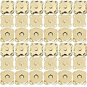 EuTengHao Magnetic Snaps Buttons, Plum Magnetic Snap Closures for Purses Handbags Clothes Bags Scrapbook, 15mm Magnet Button Closure Fastener for Sewing DIY Craft (Gold)