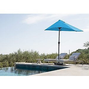 Whiteline Modern Outdoor Living UM1696-BLU Asher 9' Side Wall Umbrella in Blue,Manual Handle,Base Sold Separately