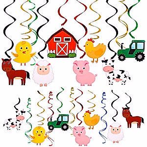 Farm Animal Hanging Swirls Party Ceiling Decorations Barnyard Theme Birthday Baby Shower Decor Event Supplies 30CT