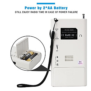 Benss Small Radios Portable AM FM, Transistor radios 2AA Battery Operated with Best Reception, Radio with Speaker & Headphone Jack, Pocket Radio for Indoor, Outdoor and Emergency Use(White)