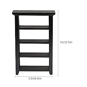 Veemoon Simulation Frame Wood Mini Wardrobe Book Cabinet Mini Bookcase Wooden Wardrobe Home Goods Home Decor Book Shelf Model Mini House Furniture Wooden Bookcase Decor Flower Stand Black