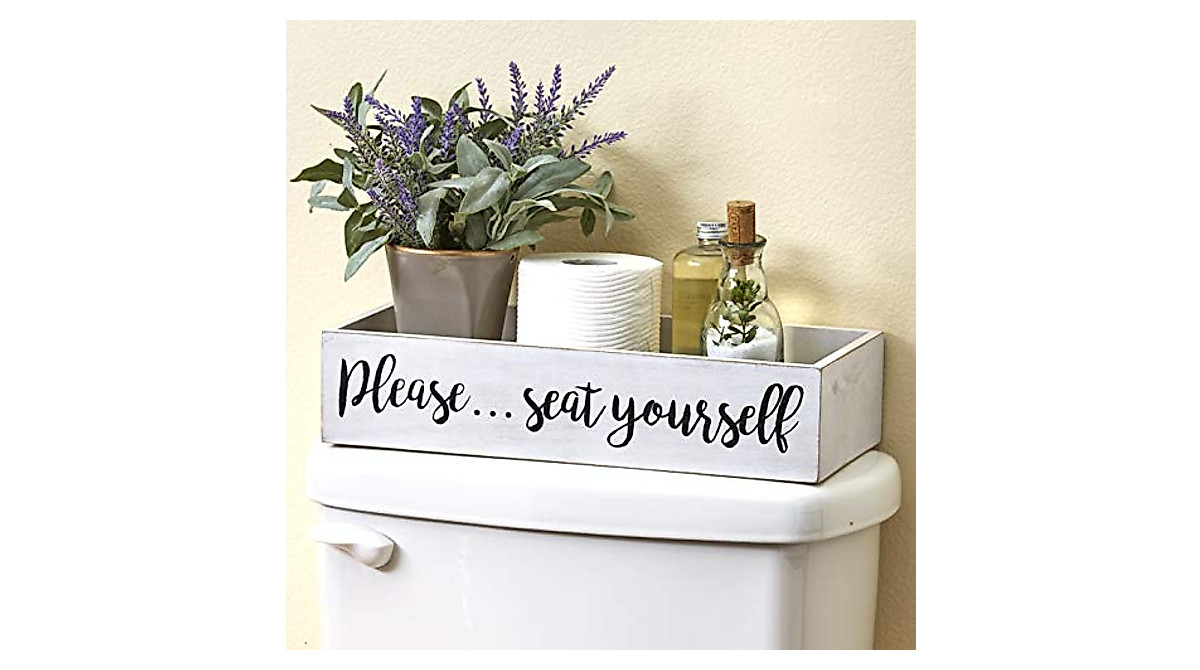 Toilet Tank Topper Tray - Humor & Storage | Lakeside Collection