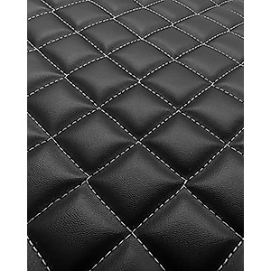 Vinyl Soft Grain Fine Thread Quilted Foam Fabric with 3/8" Foam Backing Upholstery / 52" Wide/Sold by The Yard/FABRIC EMPIRE - Black, White Thread Diamond 2" x 2"