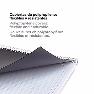 Miquelrius Medium Wirebound Notebook, 6" x 8" A5, 6-Subject, College Ruled, Black