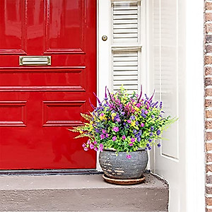 GrennMauler Artificial Flowers, 16pcs UV Resistant Fake Flowers Outdoor, Faux Plastic Flowers for Decoration Home Kitchen Garden Wedding Party Decor