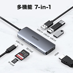 Medik MCH-A051-GY 7 in 1 Multi-Port Hub USB Type-C HDMI 4K USB 3.0 PD Support SD Card Reader Max 100W Converter Adapter MacBook Surface MCH-A051-GY Dark Gray