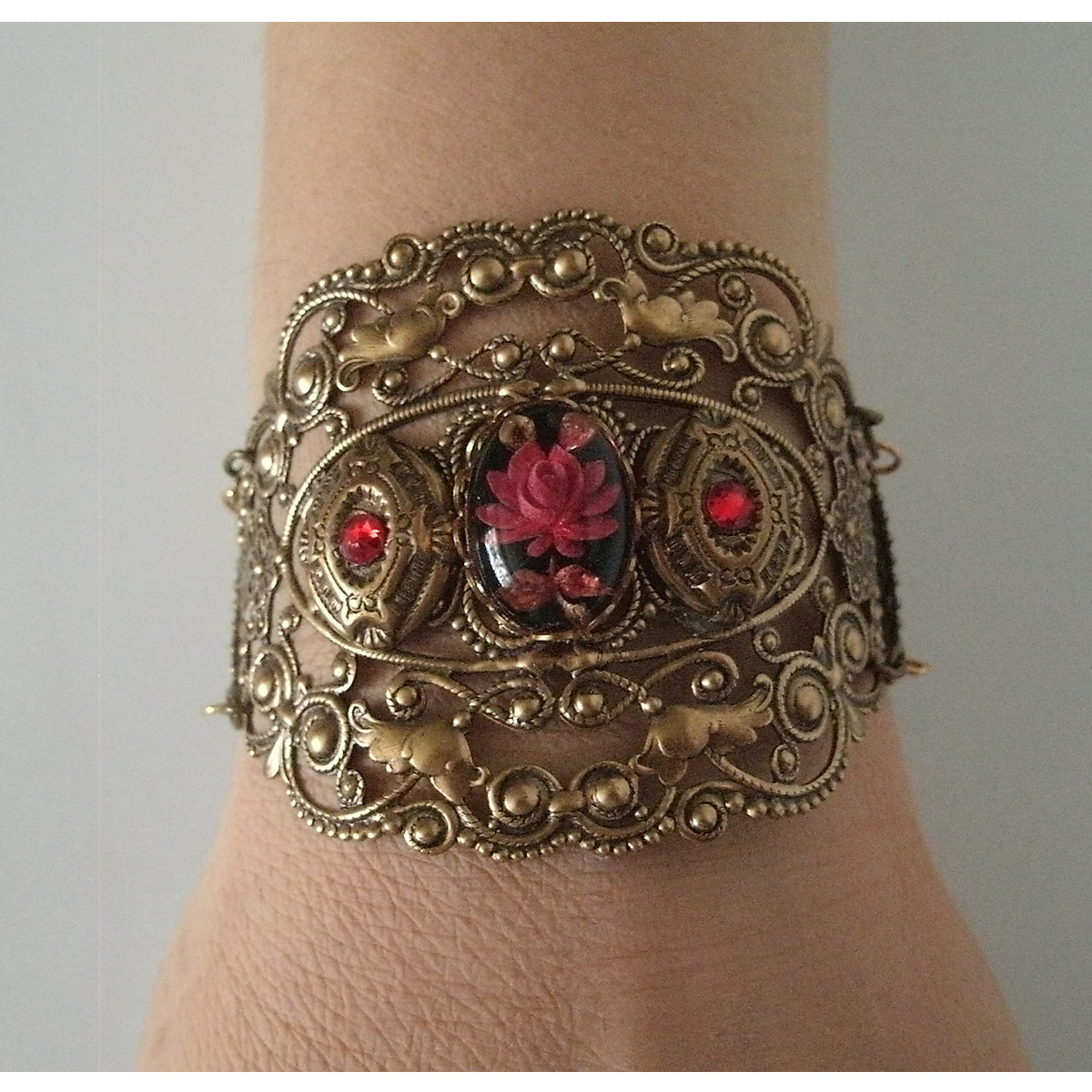 Rose Cuff Bracelet, handmade jewelry gothic victorian edwardian art nouveau steampunk art deco