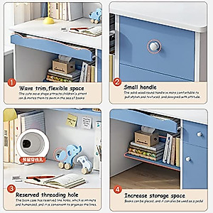QQXX K-*ids Desk and Chair Set for Boys Girls,Student Learning Table with Hutch,School Study Desk with Cabinet,Wooden K*-id's Media Desk,Computer Workstation with Keyboard Tray