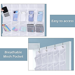 AOODA Over The Door Hanging Pantry Snack Organizer 40 Mesh Pockets Kids Shoe Rack Hanger Holder for Closet, White
