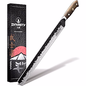 The Cooking Guild Dynasty Series Professional Slicer - 12" Slicing Knife - San Mai Steel Japanese Knife with Hammered Finish-Rust-Resistant, Full Tang Sharp-Durable