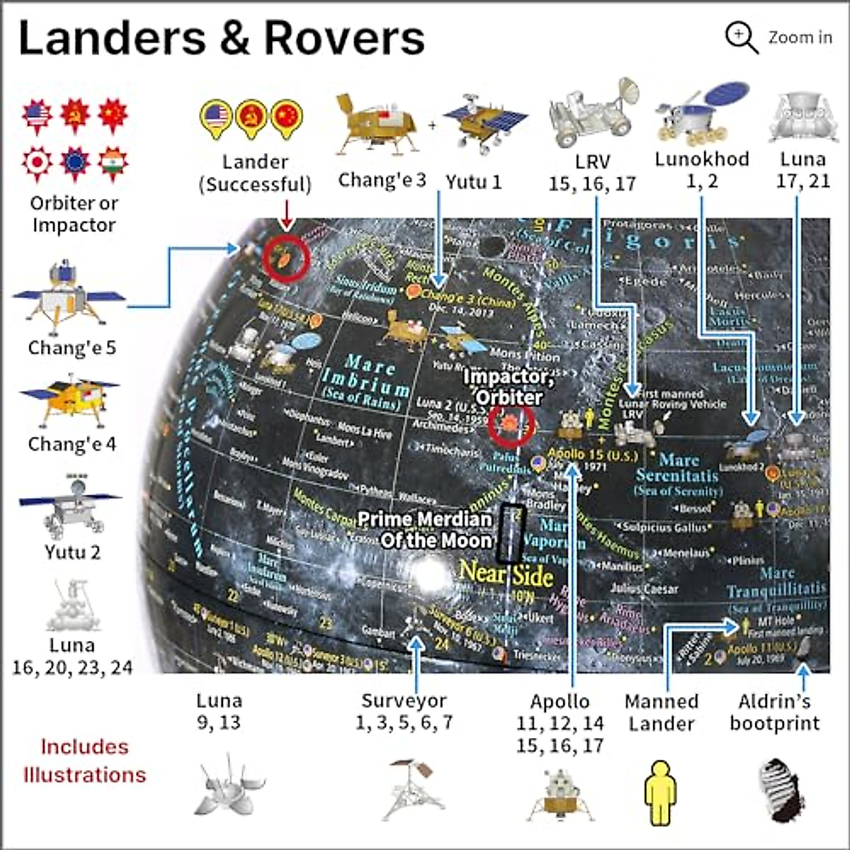 Mapsoft Expolorer Moon Globe, 24cm/9.5", M-24, Lunar Globe, Moon Map, Lunar Map
