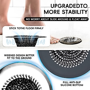 Bathtub Drain Hair Catcher, Wokdada Fast Drainage Shower Drain Hair Catcher, Reversible 304 Stainless Steel Drain Protector for Pop-Up and Regular Drains of Bathroom (Patented Product), Black