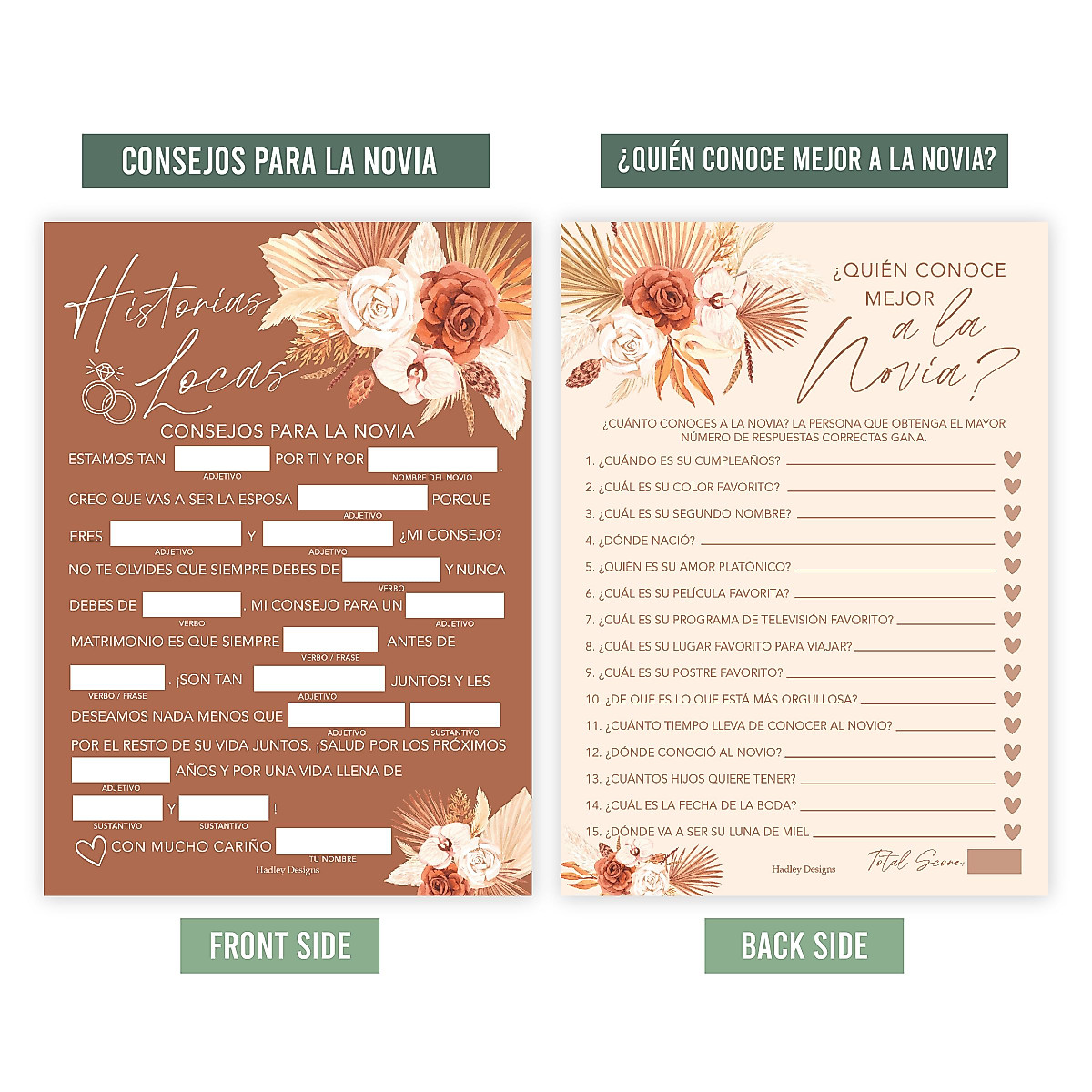 Boho Spanish Bridal Shower Games 20 Guests - Juegos Para Despedida De Soltera En Español, Wedding Shower Games, Bridal Shower Bingo In Spanish, Popular Bridal Shower Games Spanish Edition