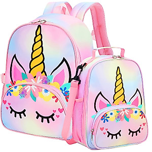 Backpack for Kids Girls Preschool Kindergarten Bookbag Set with Lunch Box Toddler School Bag