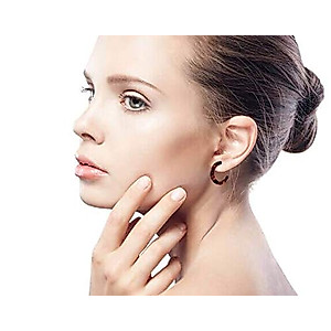 Brown Acrylic Tortoise Shell Flat Half Hoop Stud Earrings For Women Stainless Steel 1 Inch Diameter