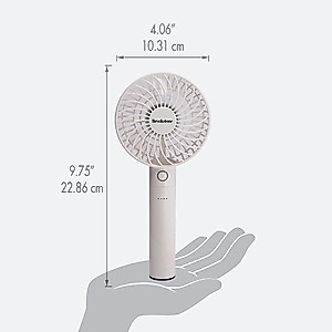 Brookstone Portable Mini Personal Fan with Power Bank | USB Rechargeable 2600mAh Battery | Handheld Desk Fan | Whisper Quiet 5-Speed