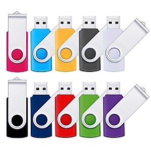32GB USB 2.0 Flash Drive Pnstaw Swivel Memory Stick Thumb Drive Pen Drives Jump Drive for Data Storage, File Sharing(10 Pack,Multi-Color) (32GB)