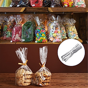 METALLIXITY Metallic Twist Ties (4x80mm/0.16"x3.15") 2000Pcs, Plastic Reusable Bag Twist Ties - for Bread Candy Coffee Bags Party Cello, Silver