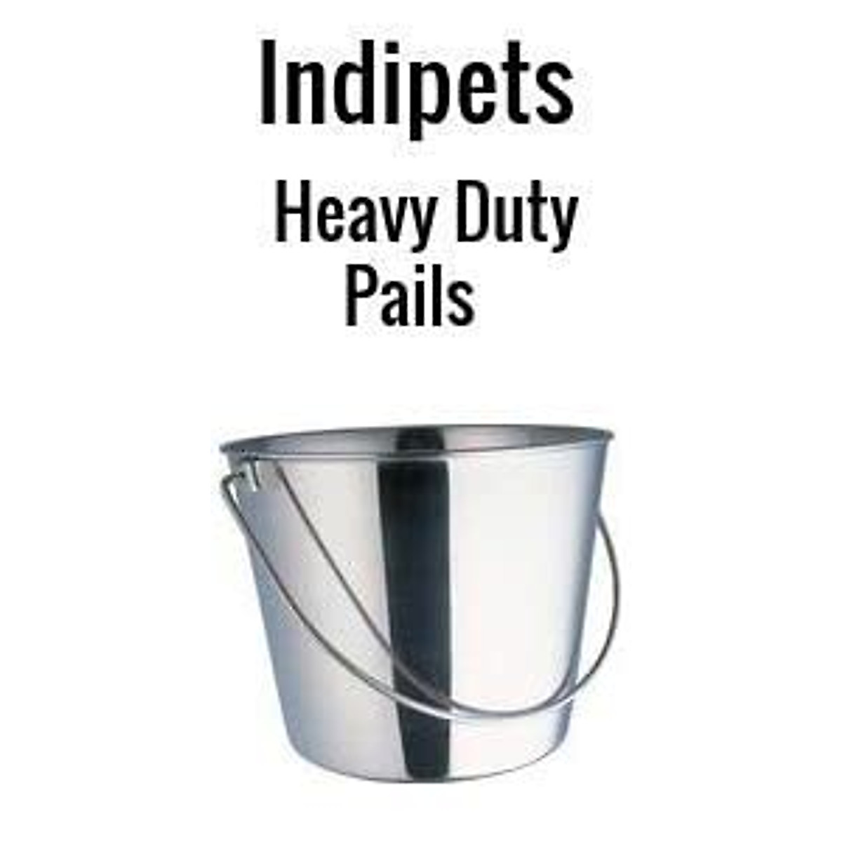 Indipets Heavy Duty Stainless Steel Pail - 2 Quart - Durable Dog Food and Water Storage