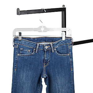 14 inch Clear Plastic Skirt and Pants Hangers - Pack of 20 - Perfect for Lightweight Fabrics Such As Rayon and Linen - Features Anchored Chrome Swivel Hooks, Hangbars, and Padded Metal Clips