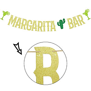 Gold Glitter Margarita Bar Banner, Margaritas Bunting Garland for Cinco De Mayo Mexican Fiesta Themed Party Decorations, Cactus Fiesta Bridal Shower Baby Shower Party Decorations