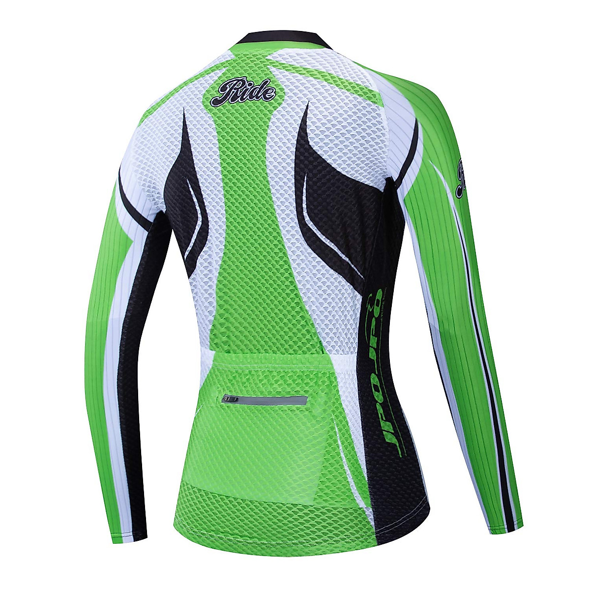 Weimostar Women's Cycling Jersey Long Sleeve Biking Shirts Full Zipper Bicycle Tops Bike Clothes Four Pockets White Green Size M
