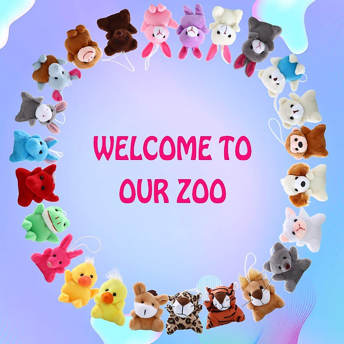 ThinkMax 24 Pack Mini Plush Animals Toy Assortment, Small Stuffed Animals in Bulk for Kids Party Favor, Easter Eggs Fillers