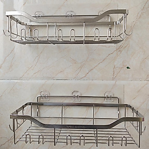 SPELSHINE Bathroom Shelves 3 Pack,Shower Caddy and toothbrush holder for Bathroom Storage & Kitchen,No Drilling,100% Waterproof,Anti-corrosion,Rustproof - Silver 304 Stainless Steel Shower Rack