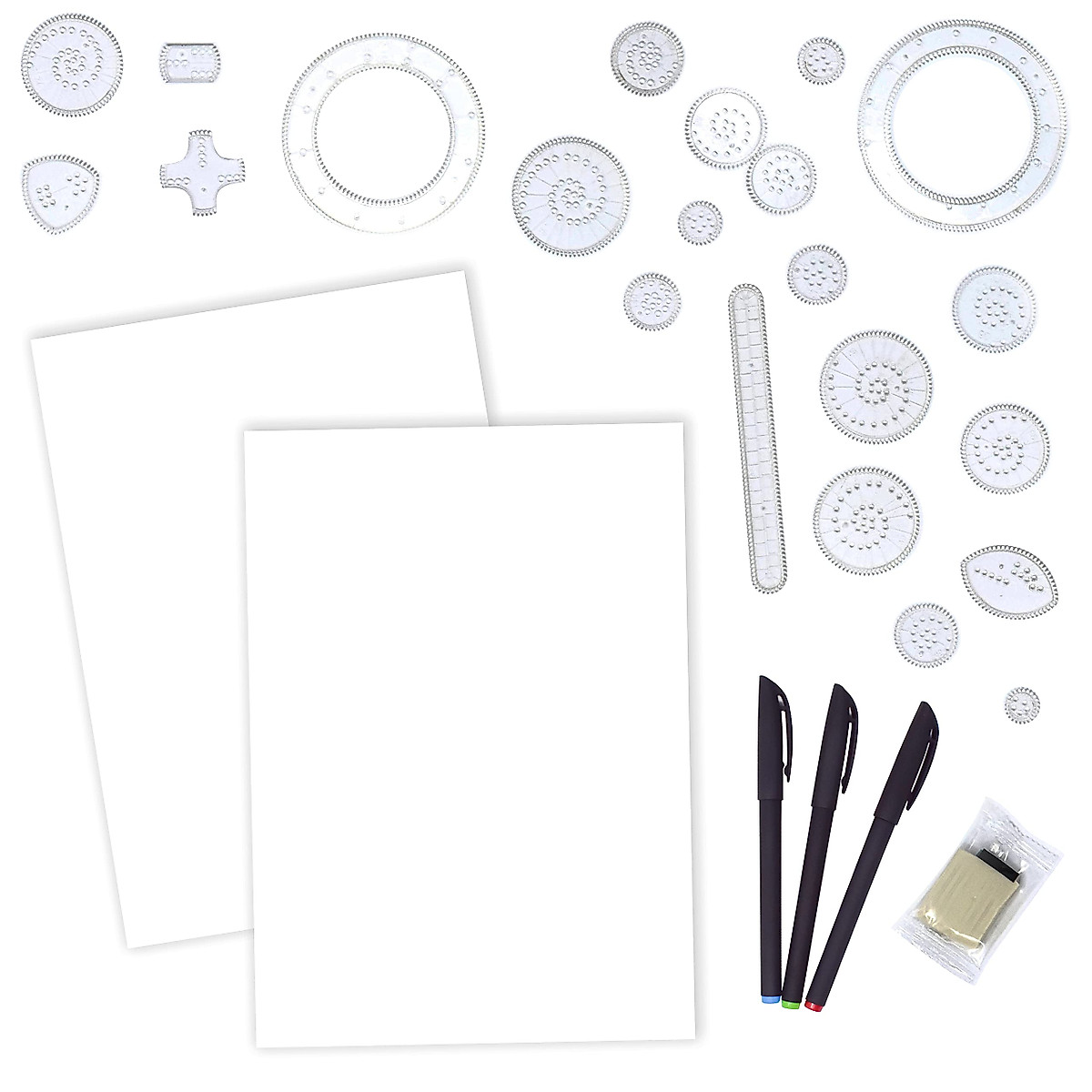 Sunny Days Entertainment Studio DIY Spiral Design Maker | Creative Art Set with 22 Spiral Wheels, Colored Pens, and 20 Sheets of Art Paper for Kids