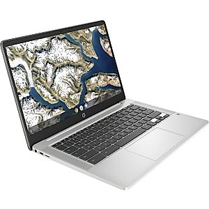 HP 2021 Newest Chromebook 14 Inch FHD 1080P Laptop with Webcam, Intel Celeron N4000 up to 2.6 GHz, 4GB RAM, 64GB eMMC, Webcam, WiFi 5, Chrome OS + NexiGo 32GB MicroSD Card Bundle