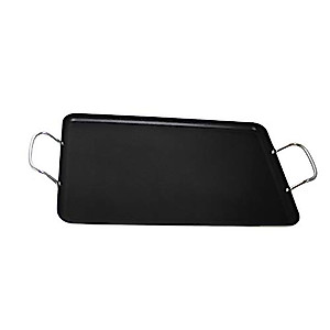 Imusa USA Nonstick Stovetop Double Burner Griddle with Metal Handles, 17-Inch, Black