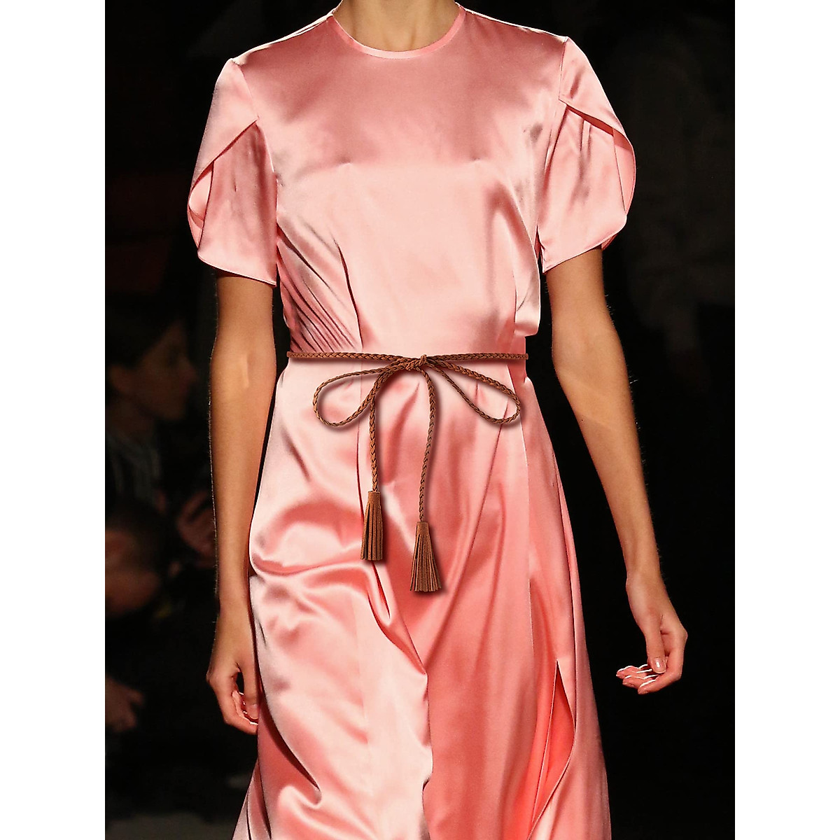 Geyoga 5 Pieces Rope Belt for Women Skinny Woven Boho Belt Braided Belt Stretch Thin Tassel Waist Belt Rope Chain Accessories for Skirt Dress, Christmas Party