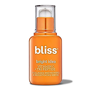 Bliss Bright Idea Vitamin C + Tri-Peptide Collagen Protecting & Brightening Serum for Dark spots, Even Skin Tone, Fine lines & Wrinkles - Clinical Grade Vitamin C - Suitable for all Skin Types- 1 Fl Oz - Clean - Vegan & Cruelty-Free