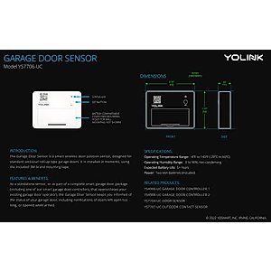 YoLink Smart Garage Door Solution Kit - Convert Any Garage Door to Smart in Seconds! Battery-Powered, No-Wires, No-Tools Super-Easy Installation. Compatible with Alexa & IFTTT