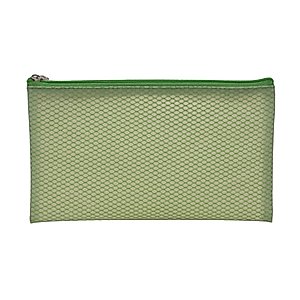 School Smart Pencil Case Pouch, Vinyl and Mesh, Green