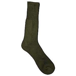 Yacht & Smith 6 Pairs Of Mens Military Grade Thick Padded Terry Lined Cotton Socks, Ribbed, Dry Wicking, Heavy Duty Crew Sock Green